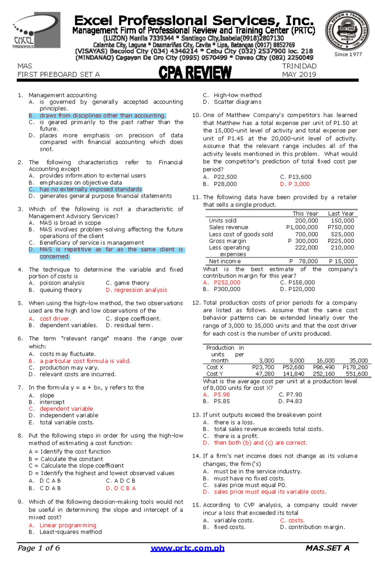 MAS reviewer 1 CPA Review PRTC - MAS TRINIDAD FIRST PREBOARD SET A MAY ...