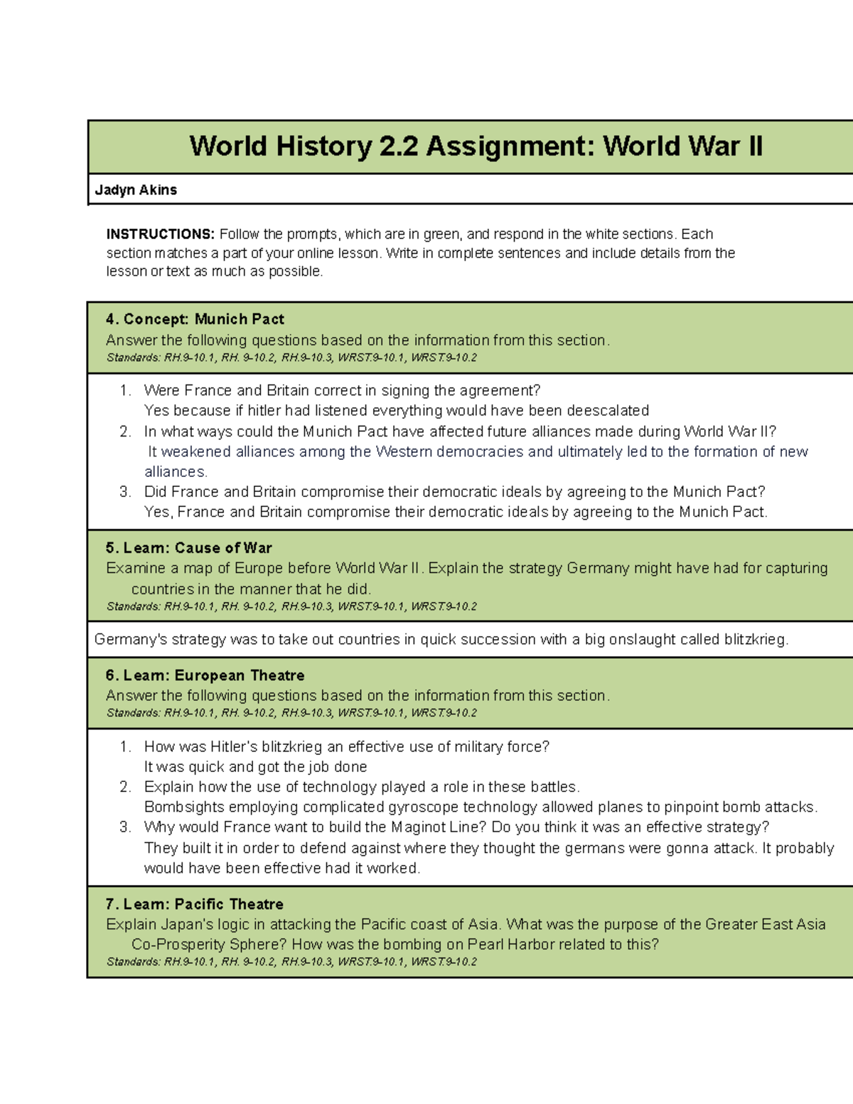 World War II 2 - Easy 10/10 right here - World History 2 Assignment ...