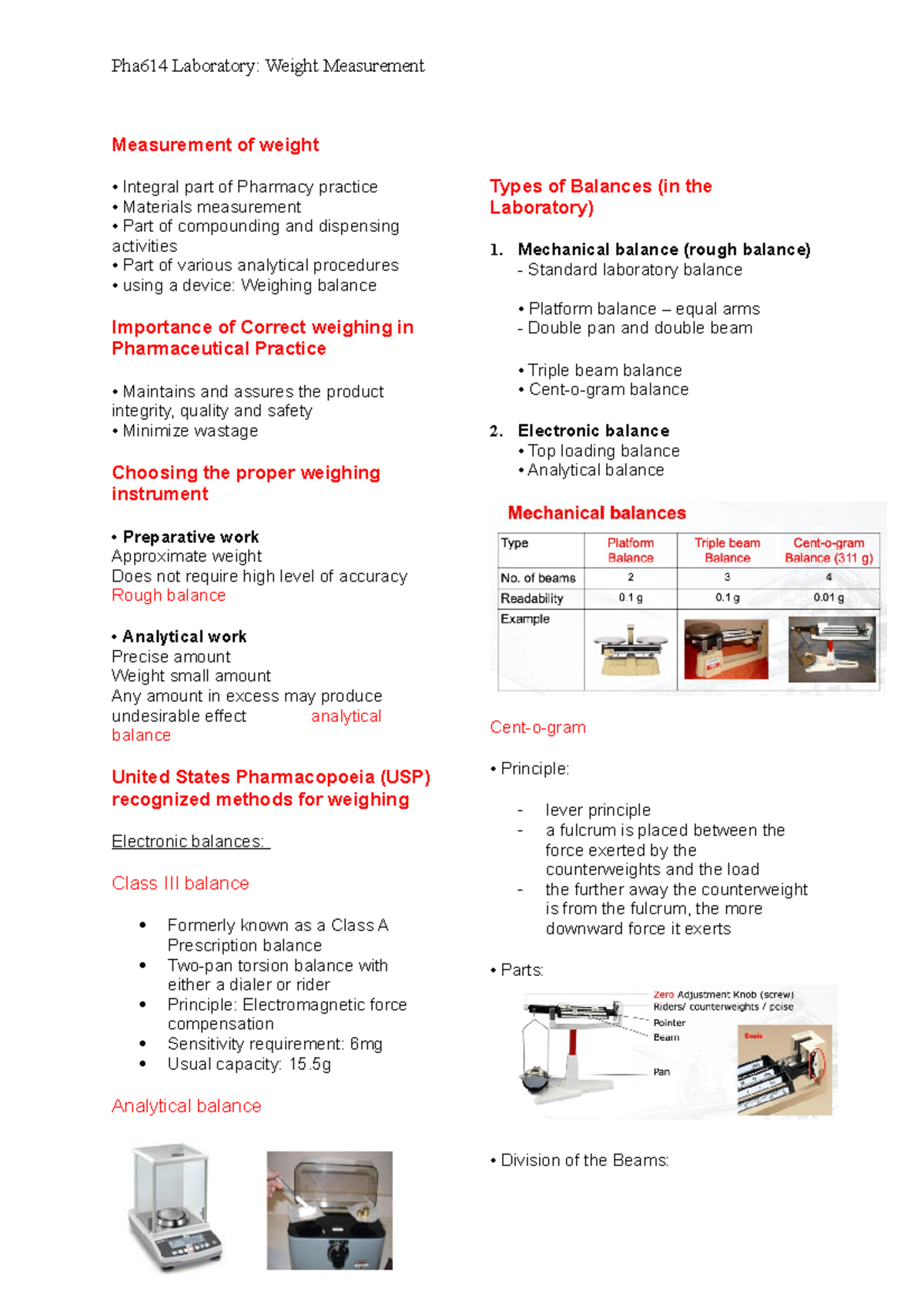 Weight Measurement - Measurement of weight Integral part of Pharmacy ...