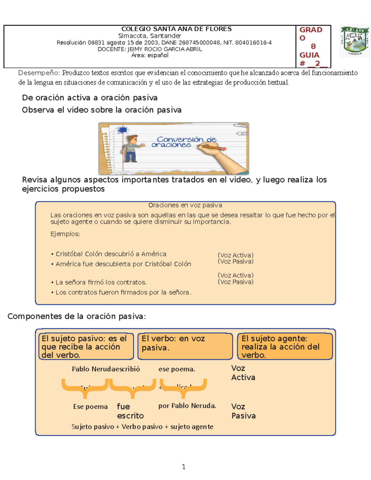 Español guia 2 tercer periodo - Desempeño: Produzco textos escritos que ...