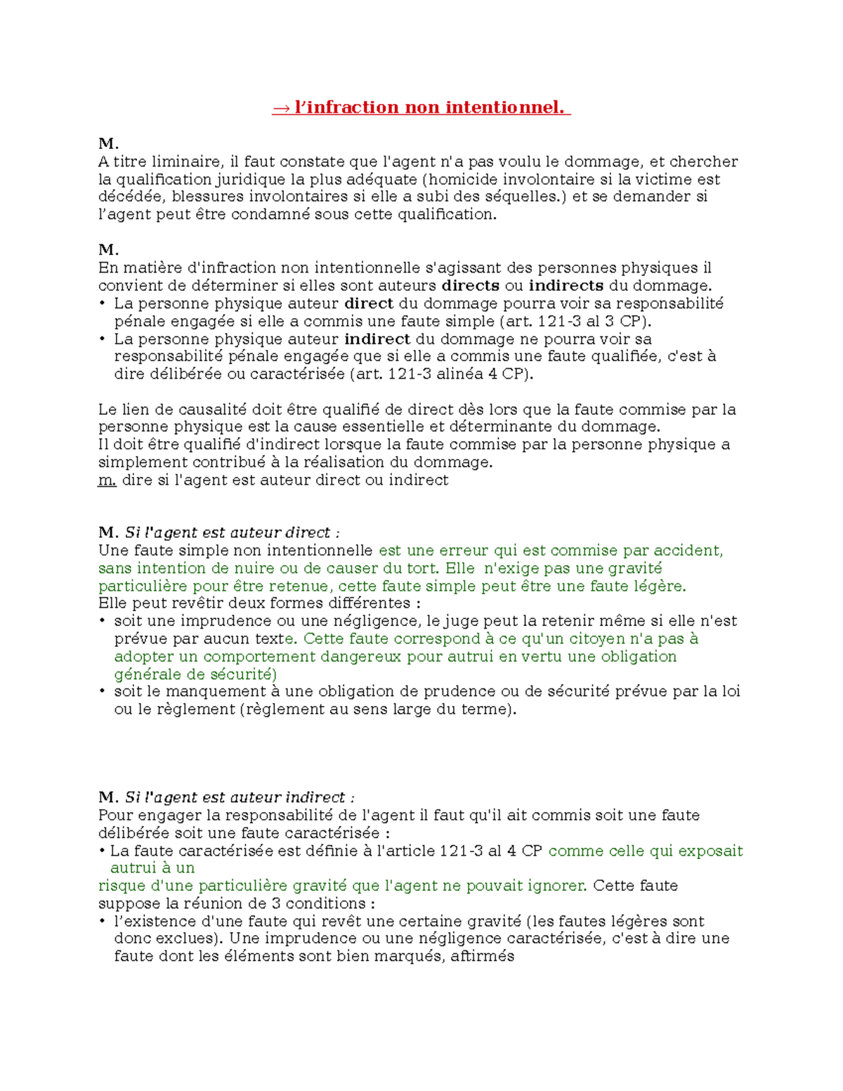 Lnfraction non intentionnelle - → l’infraction non intentionnel. M. A ...