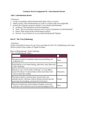 Customer Service Assignment 5 - Review it according to the Diamond ...