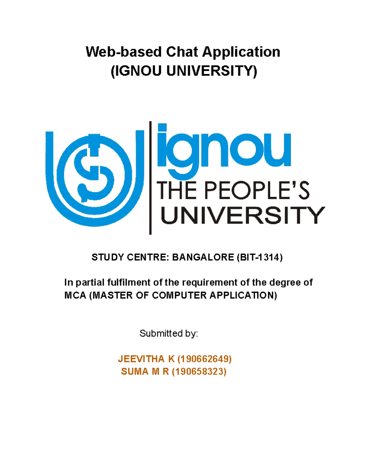 Project Synopsis Ignou - Web-based Chat Application (IGNOU UNIVERSITY ...