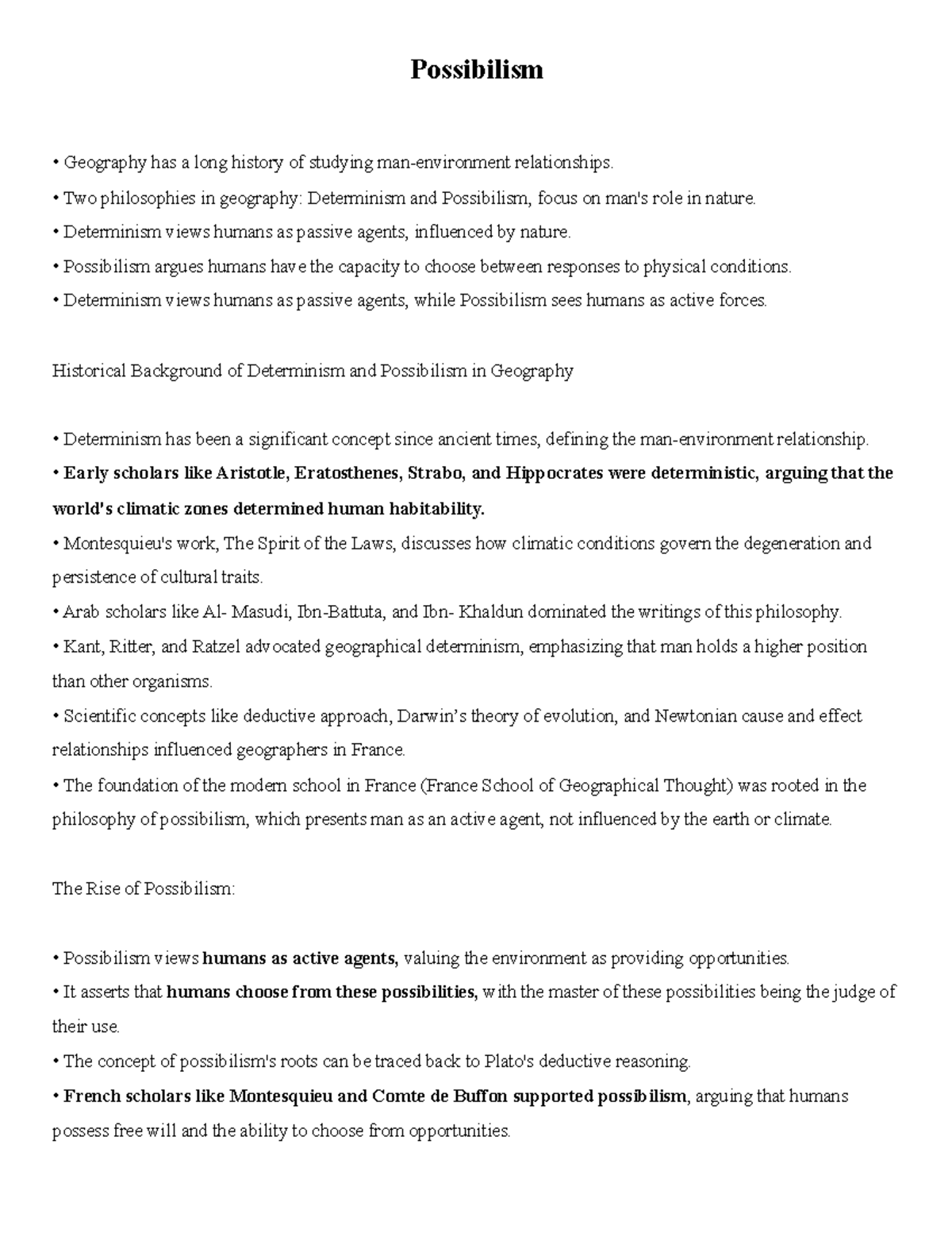 Possibilism debate - Possibilism Geography has a long history of ...