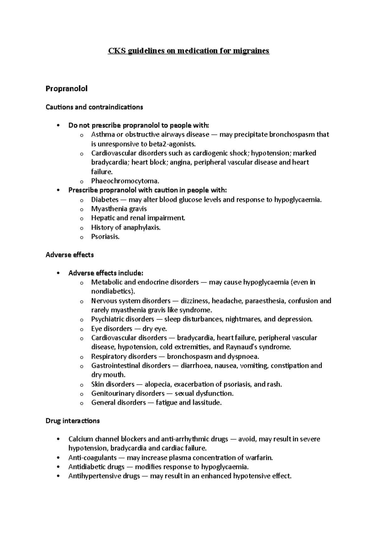 Migranes - The summary provides information on managing migraines based ...