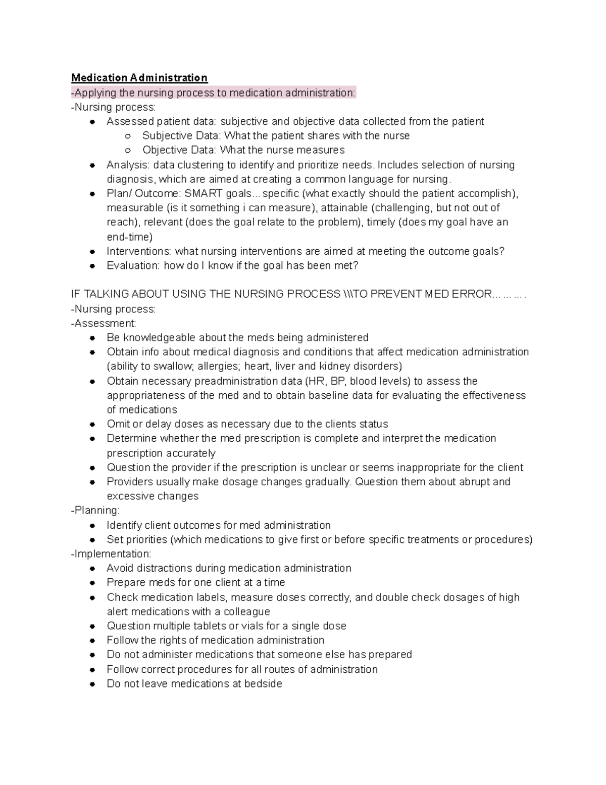 Advanced Review Guide - Medication Administration -Applying the nursing ...