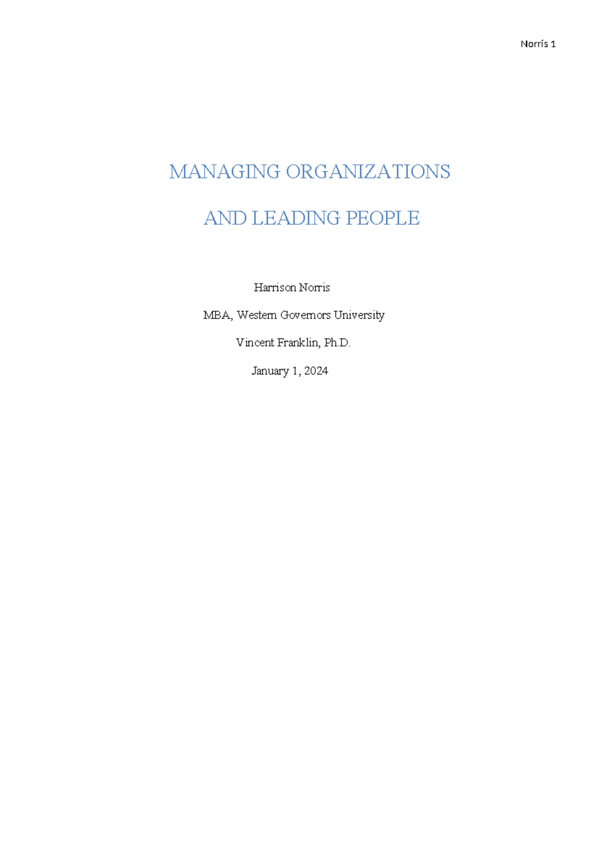 DCM2 Task 1 - DCM2 Task 1 - MANAGING ORGANIZATIONS AND LEADING PEOPLE ...