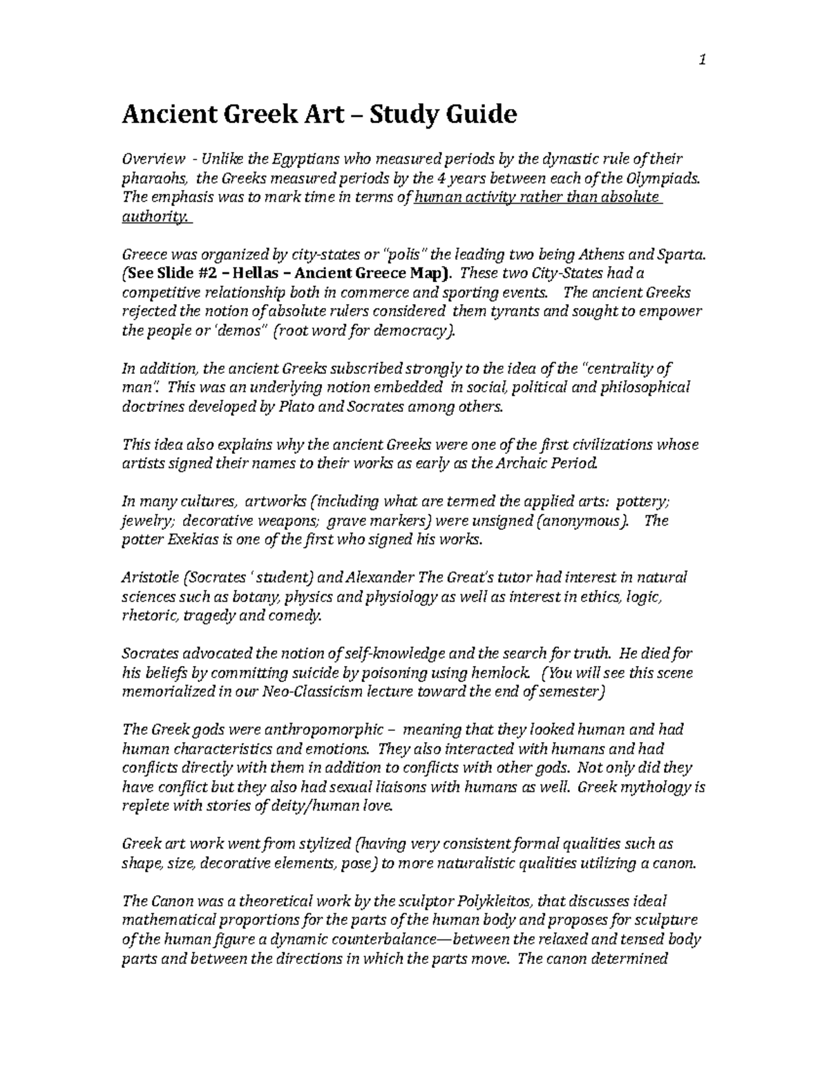 4 Study Guide Greek Art (Power Point #4) - Ancient Greek Art – Study ...