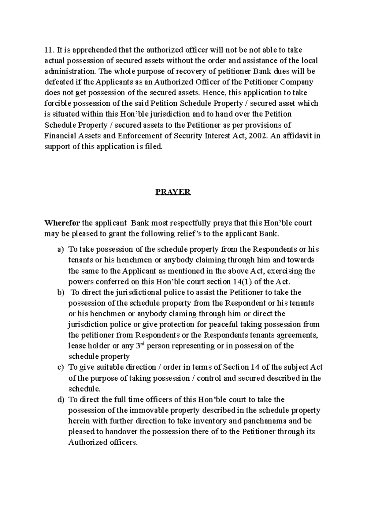 Saharsh sir draft - It is apprehended that the authorized officer will ...
