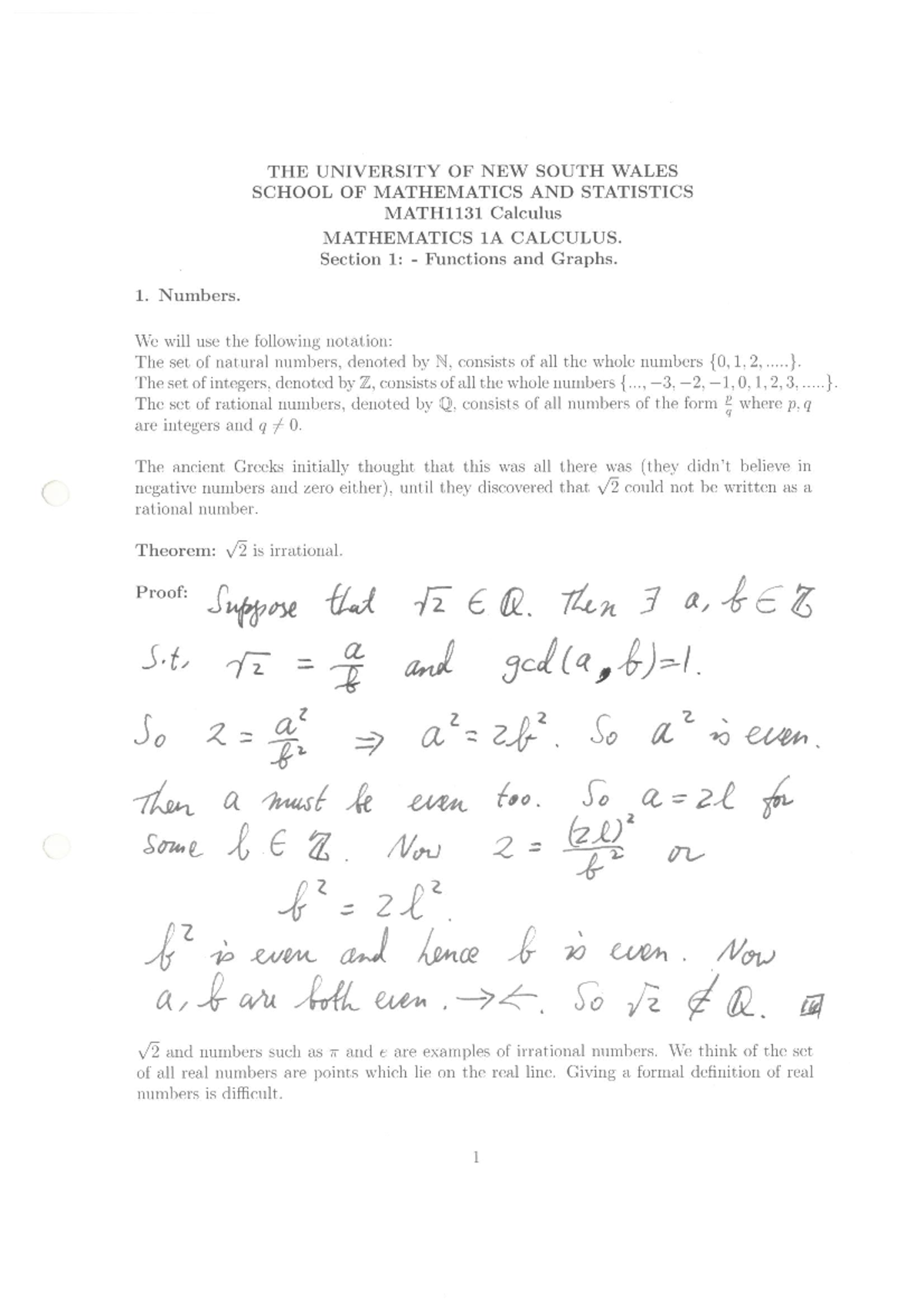 Completed Notes 01 - MATH1131 - Studocu
