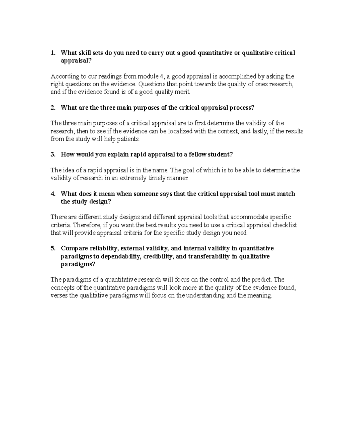 EBP Module 4 Critical thinking questions - What skill sets do you need ...