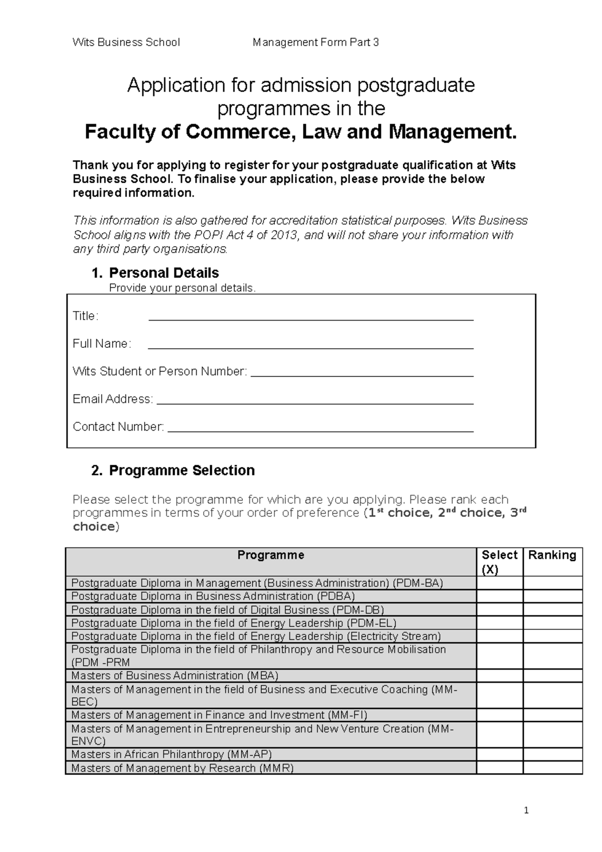 Management Part 3 Word Format (2) - Application for admission ...