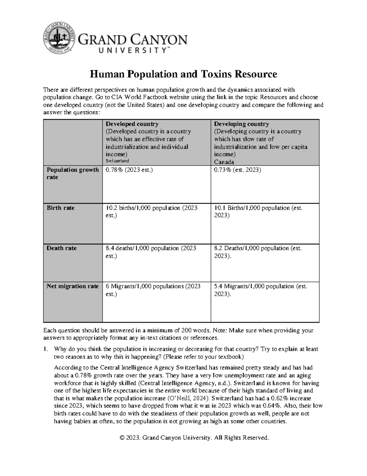 BIO-220 Human Population & Toxins Resource - Human Population and ...