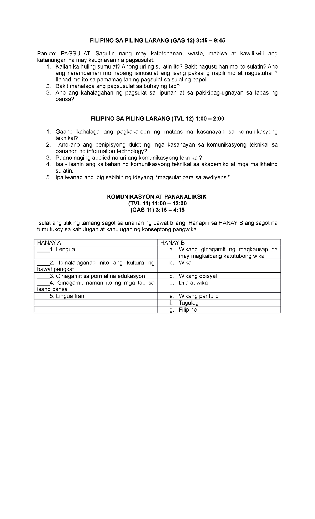 Activity-2-2022 - Activities - FILIPINO SA PILING LARANG (GAS 12) 8:45 ...
