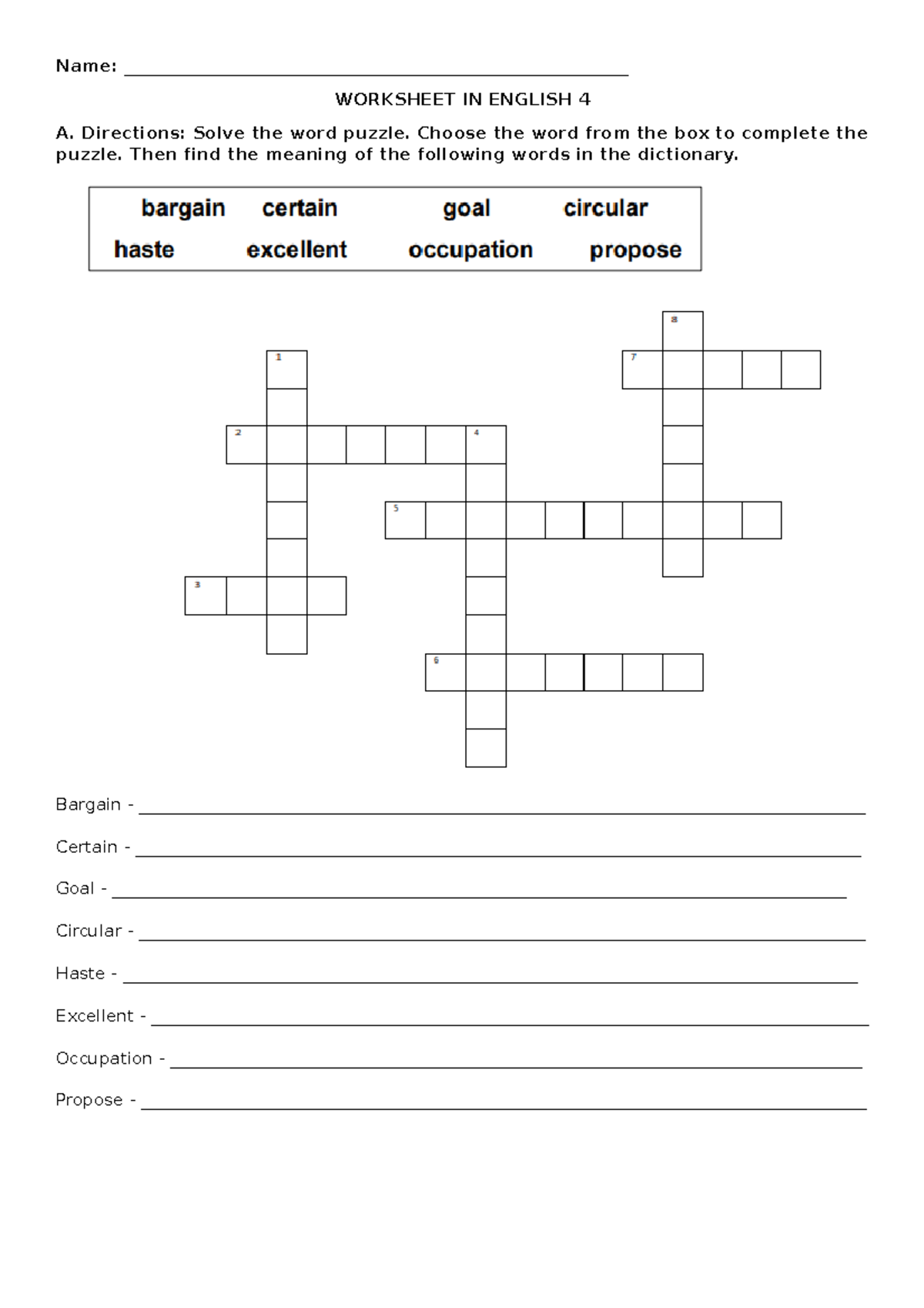 Worksheets - Name: ___________________________________________________________ WORKSHEET IN ...