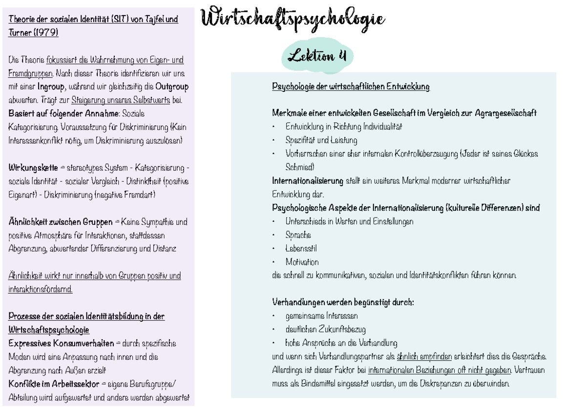 WiPsy Lektion 4 - Theorie der sozialen Identität (SIT) von Tajfel und ...