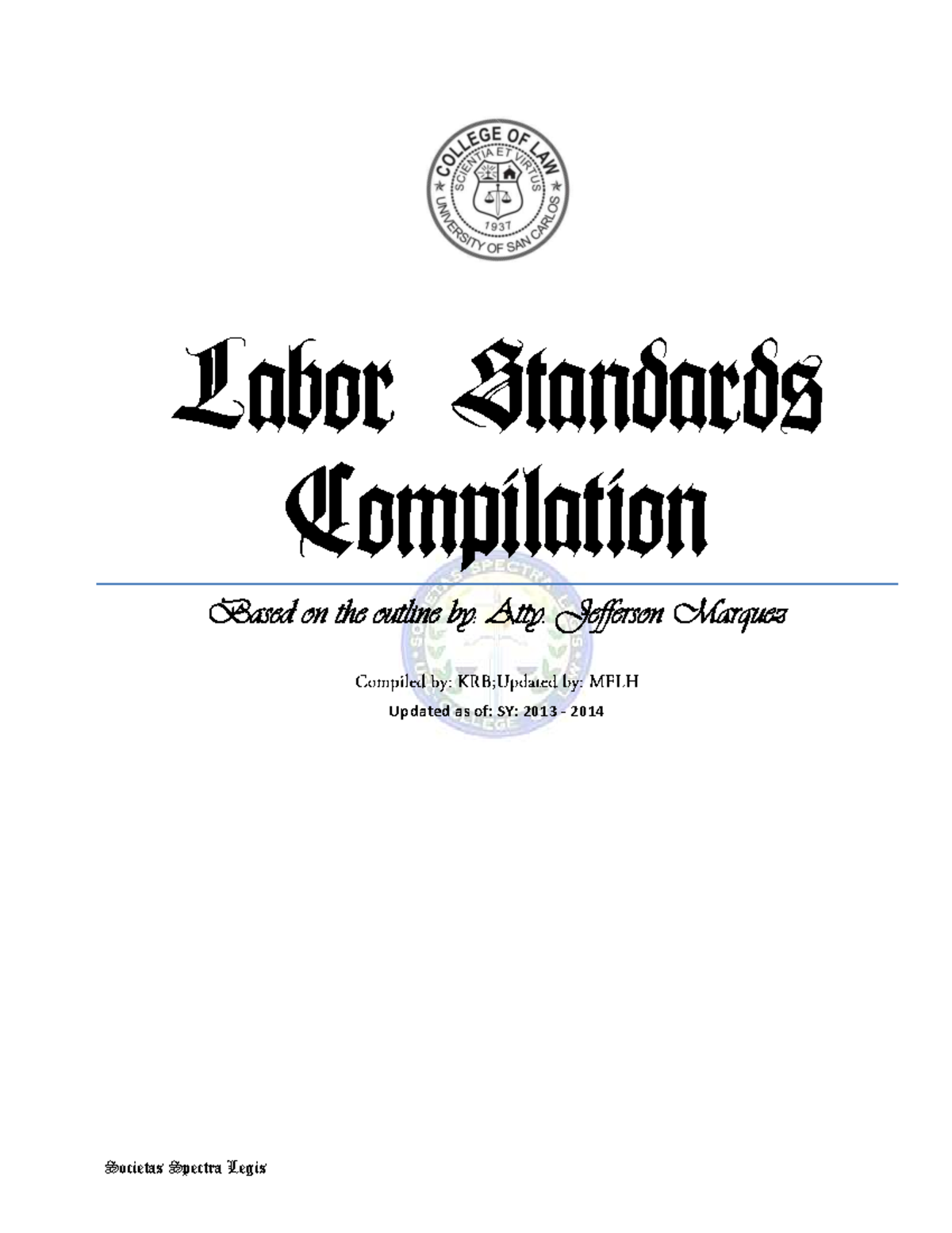 Labor-Standards-Compilation - Labor Standards Compilation Based on the ...