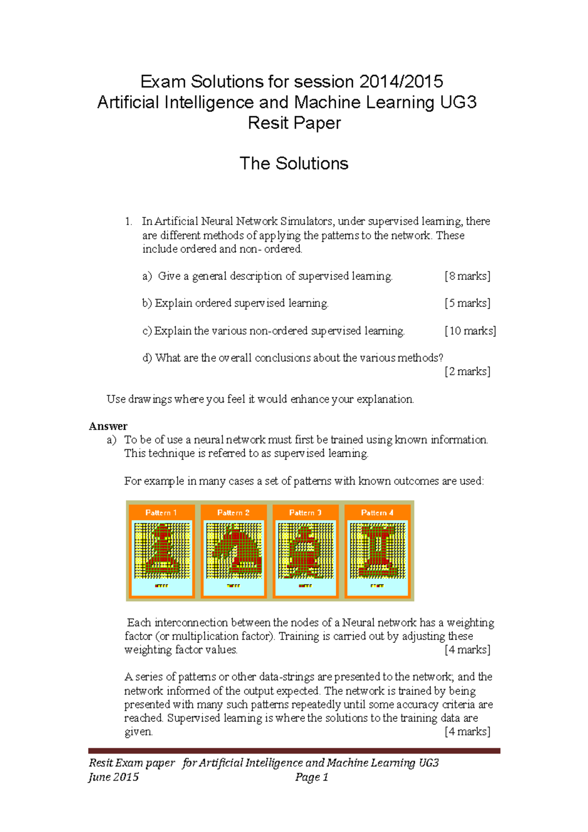 Exam 2015, answers - Exam Solutions for session 2014/ Artificial ...