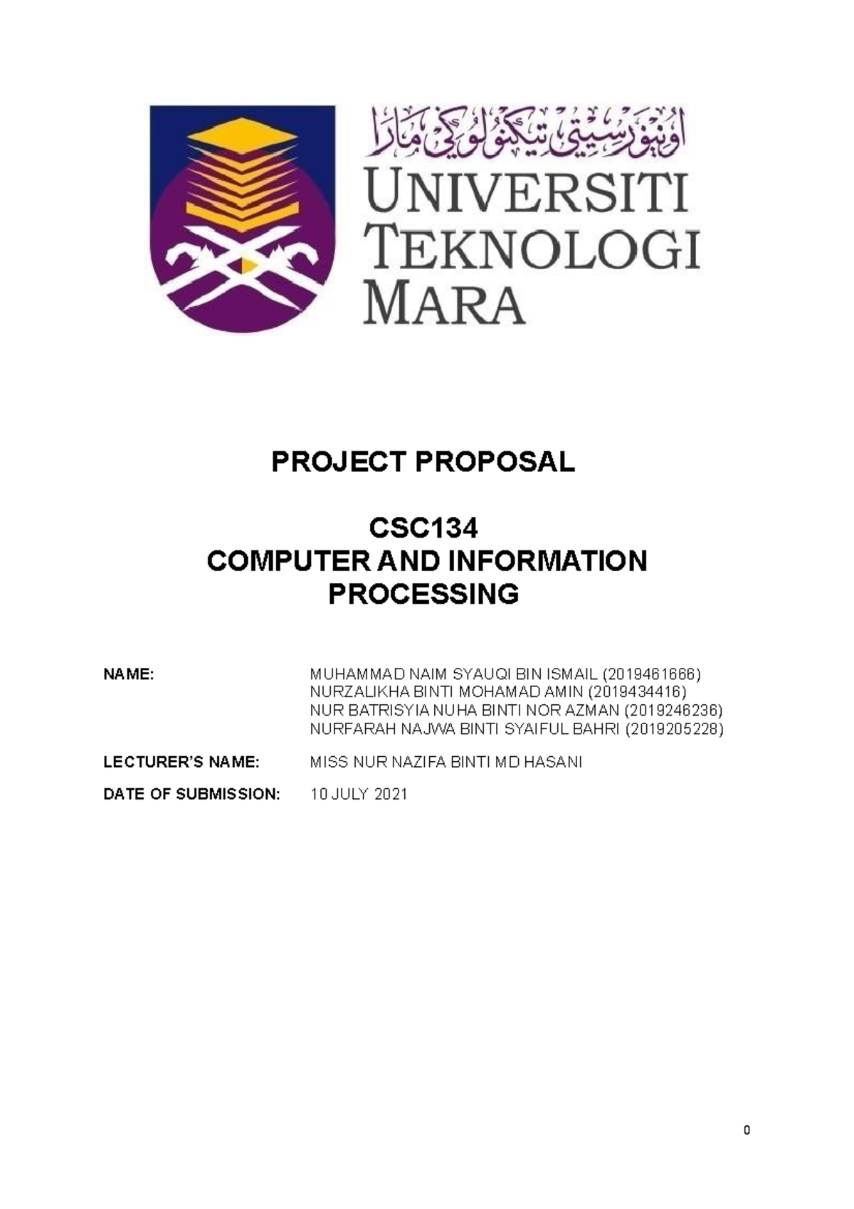 Project Proposal Chapter 3 ( Input AND Output) - PROJECT PROPOSAL CSC ...