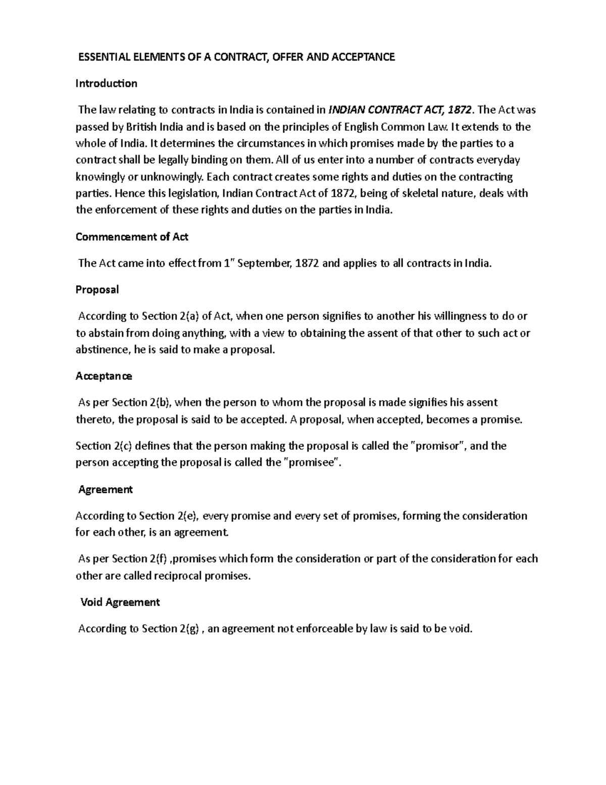 Essential Elements OF A Contract - ESSENTIAL ELEMENTS OF A CONTRACT ...