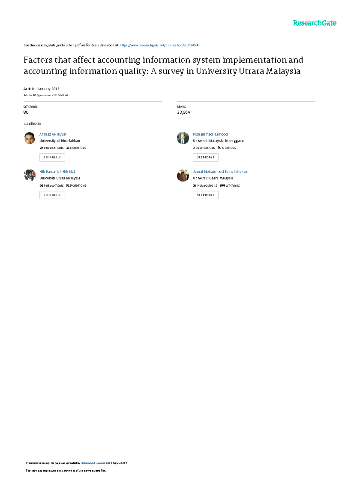 Factorsthat Affect Accounting Information System Implementationand