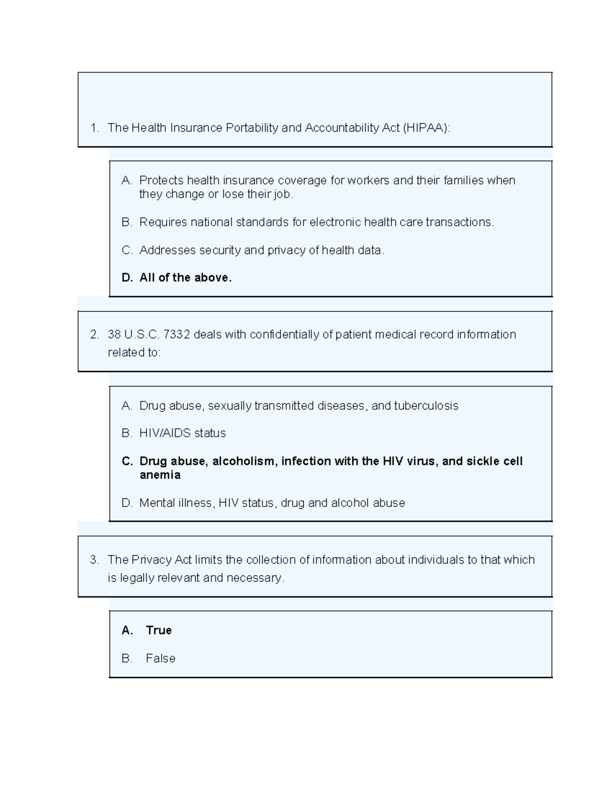 Hippa Quiz -Student - Quick review of HIPAA quiz - The Health Insurance ...