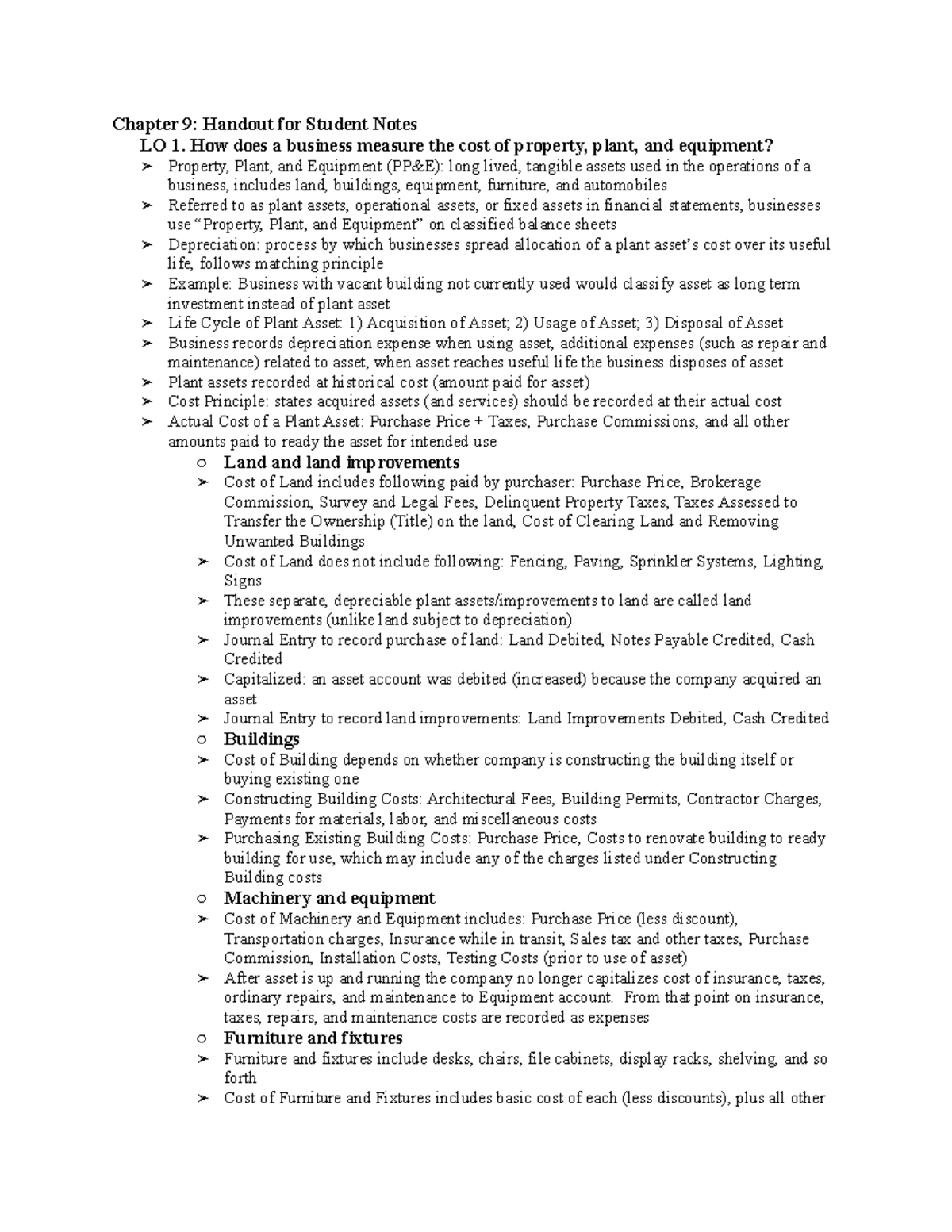 Accounting Chapter 9 Outline - Chapter 9: Handout for Student Notes LO ...