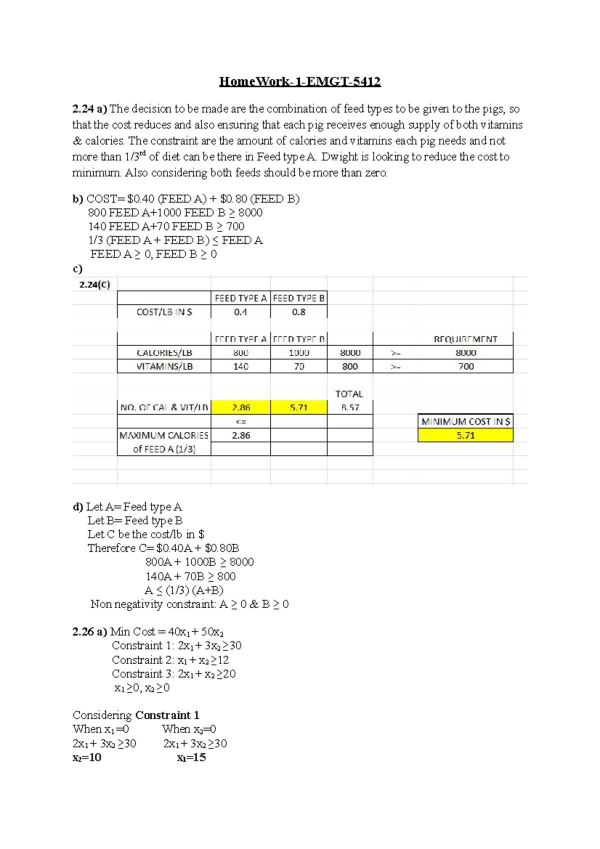 HW1 EMGT5412 - Assignment 1 - HomeWork-1-EMGT- 2 a) The decision to be ...