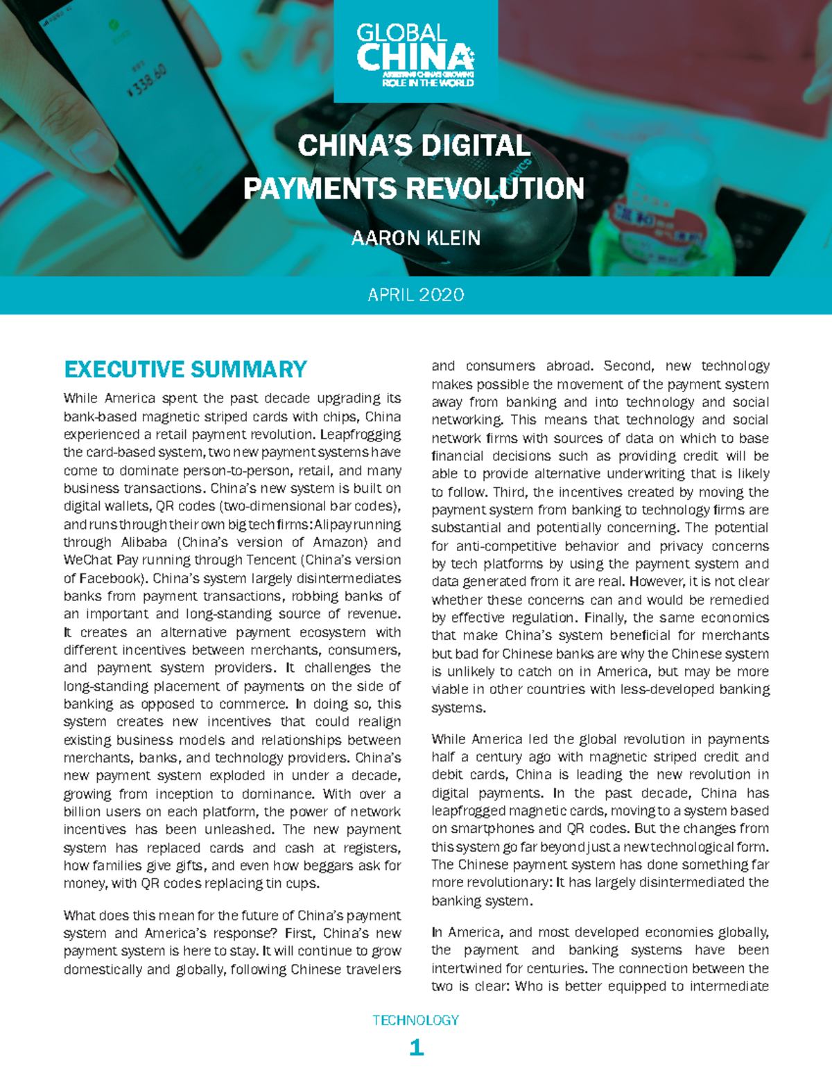 FP 202004 27 china digital payments klein - APRIL 2020 CHINA’S DIGITAL ...