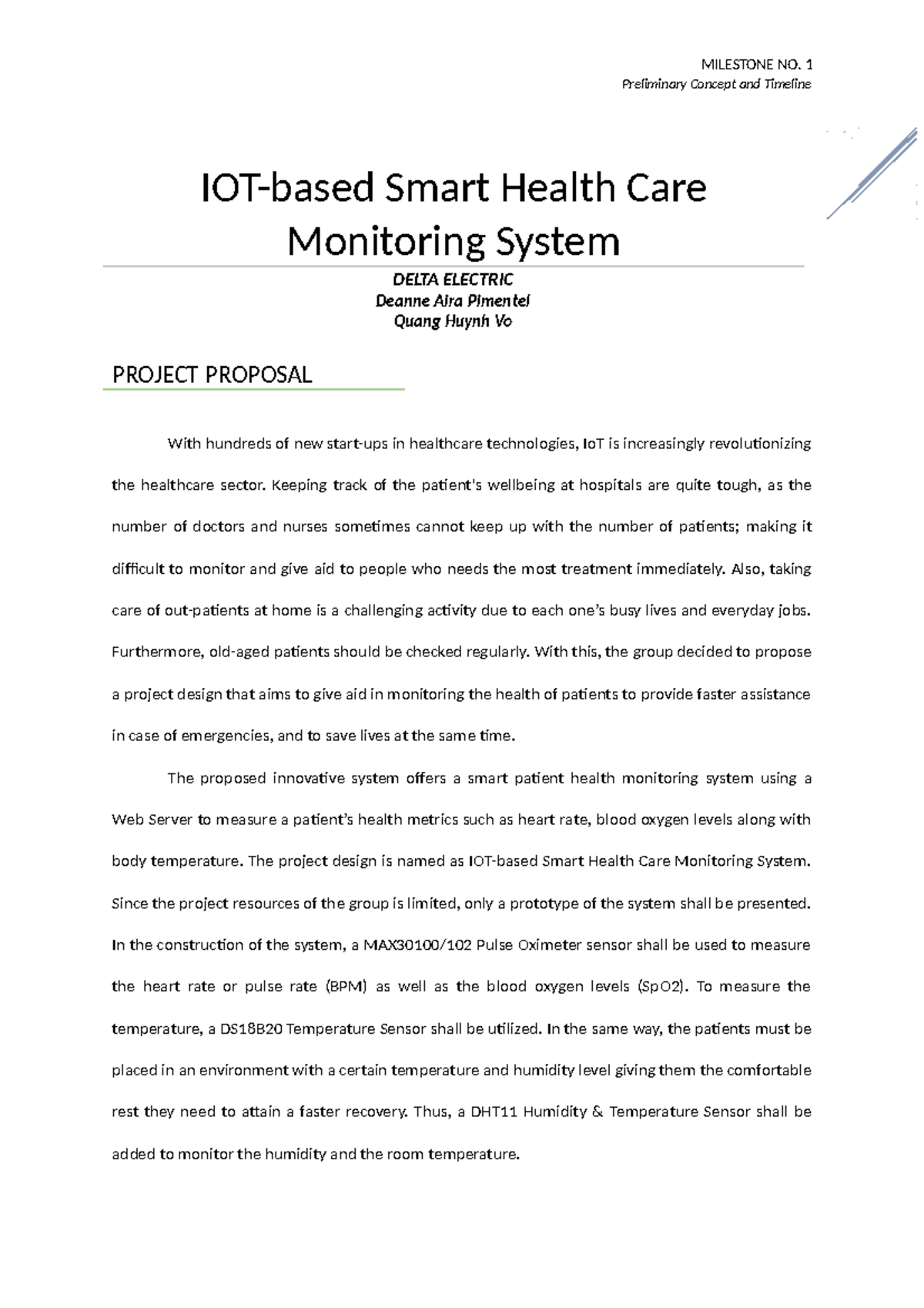 Milestone 1 - 5% Assignments - IOT-based Smart Health Care Monitoring ...