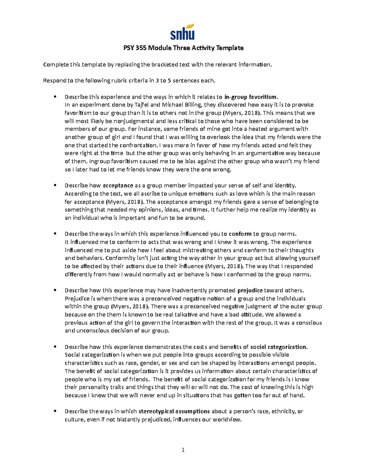 PSY 355 Module Three Activity Template - PSY 355 Module Three Activity ...