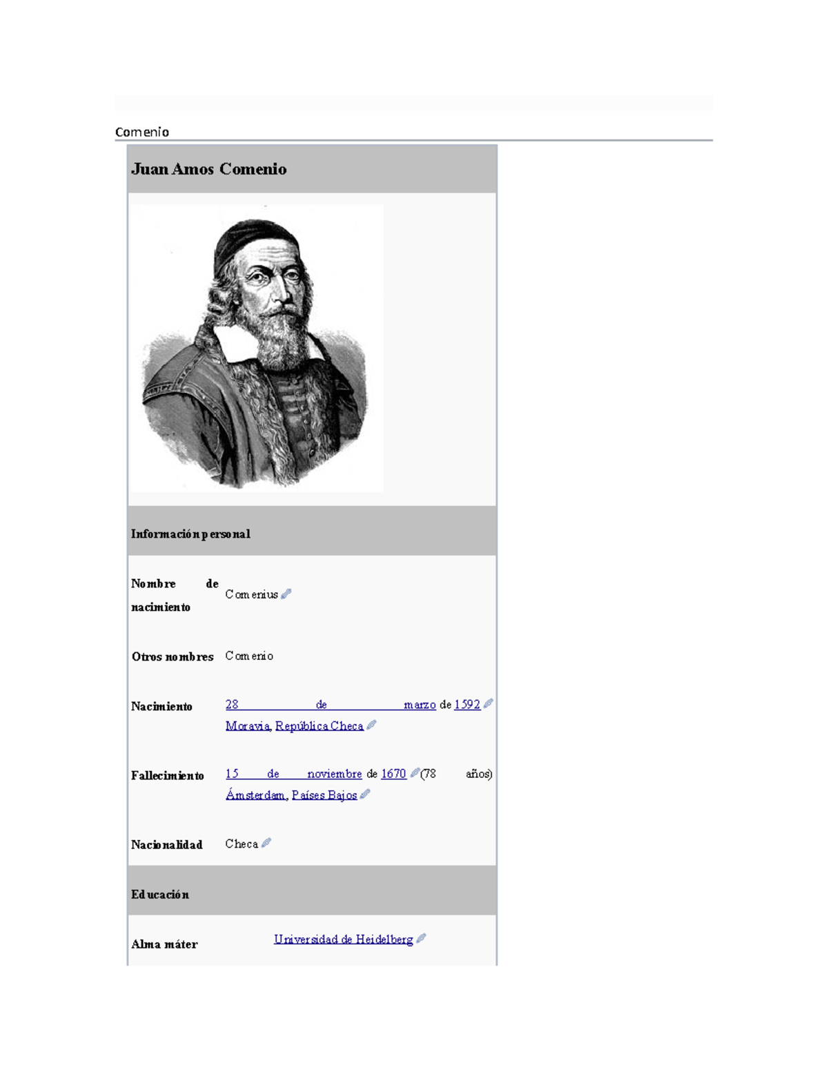 Comenio - DIDACTICA - Comenio Juan Amos Comenio Información personal ...
