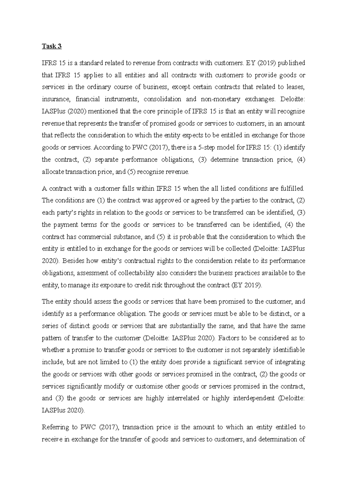 IFRS 15 Task 3 IFRS 15 Is A Standard Related To Revenue From