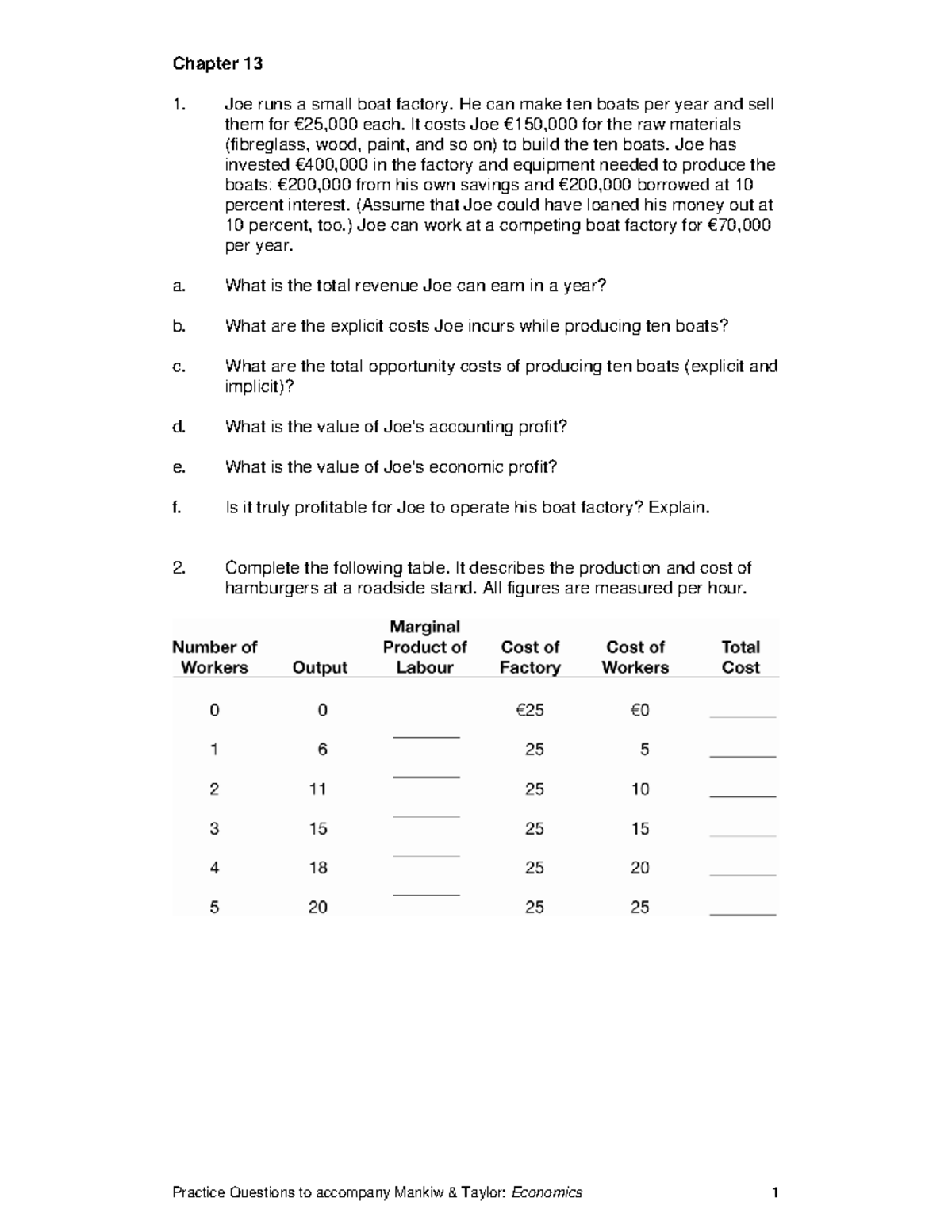 Pq13 - Questions for chapter 13 costs of production - Practice ...