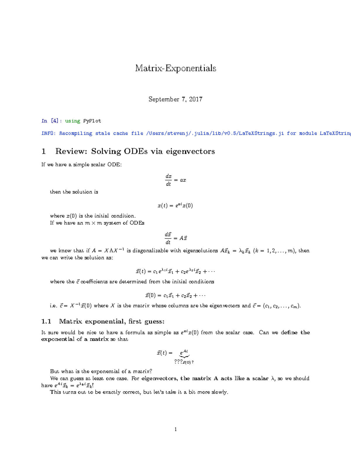 Matrix-Exponentials - Jnb - Matrix-Exponentials September 7, 2017 In [4]:usingPyPlot INFO: - Studocu