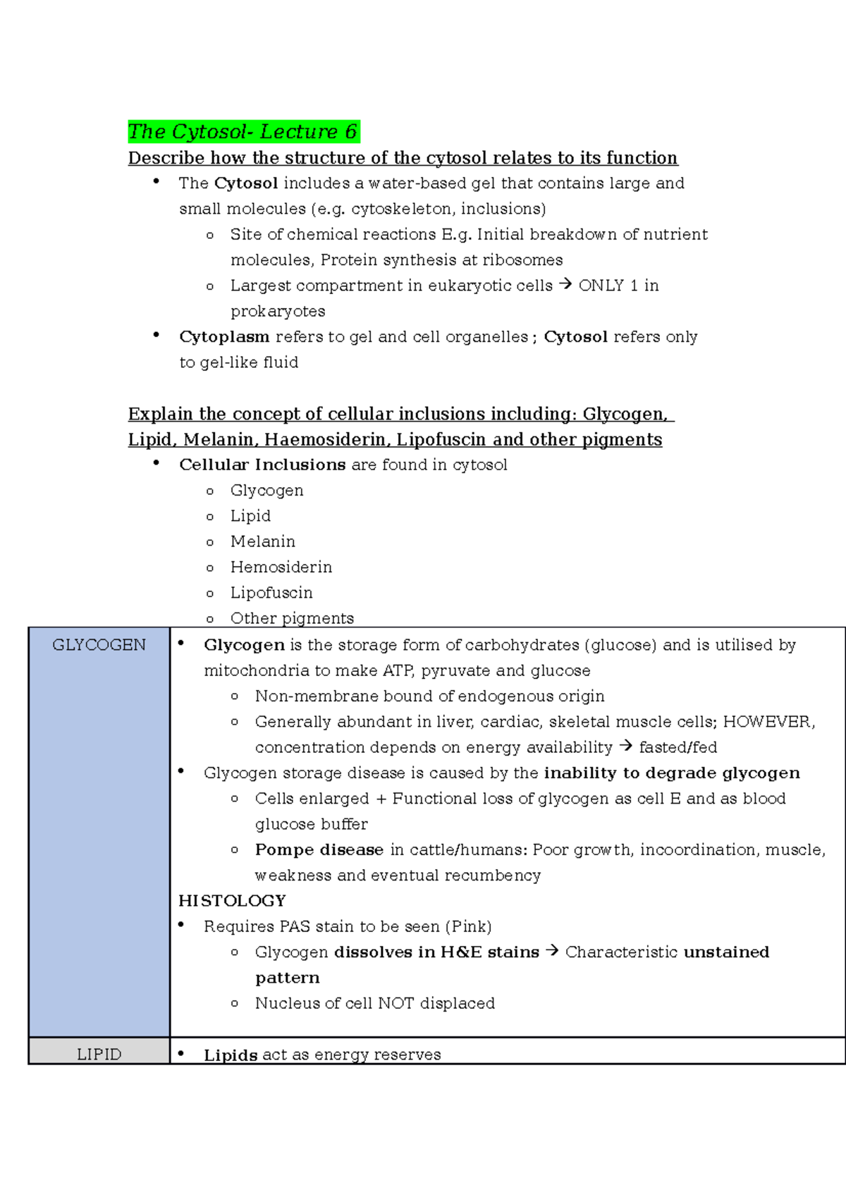 The Cytosol - avbs2005 - The Cytosol- Lecture 6 Describe how the ...