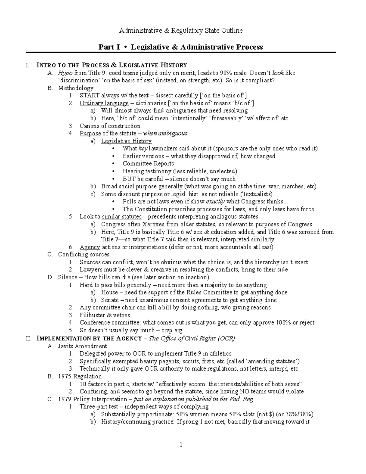 Regulatory state - Professor. Rubin - Administrative & Regulatory State ...