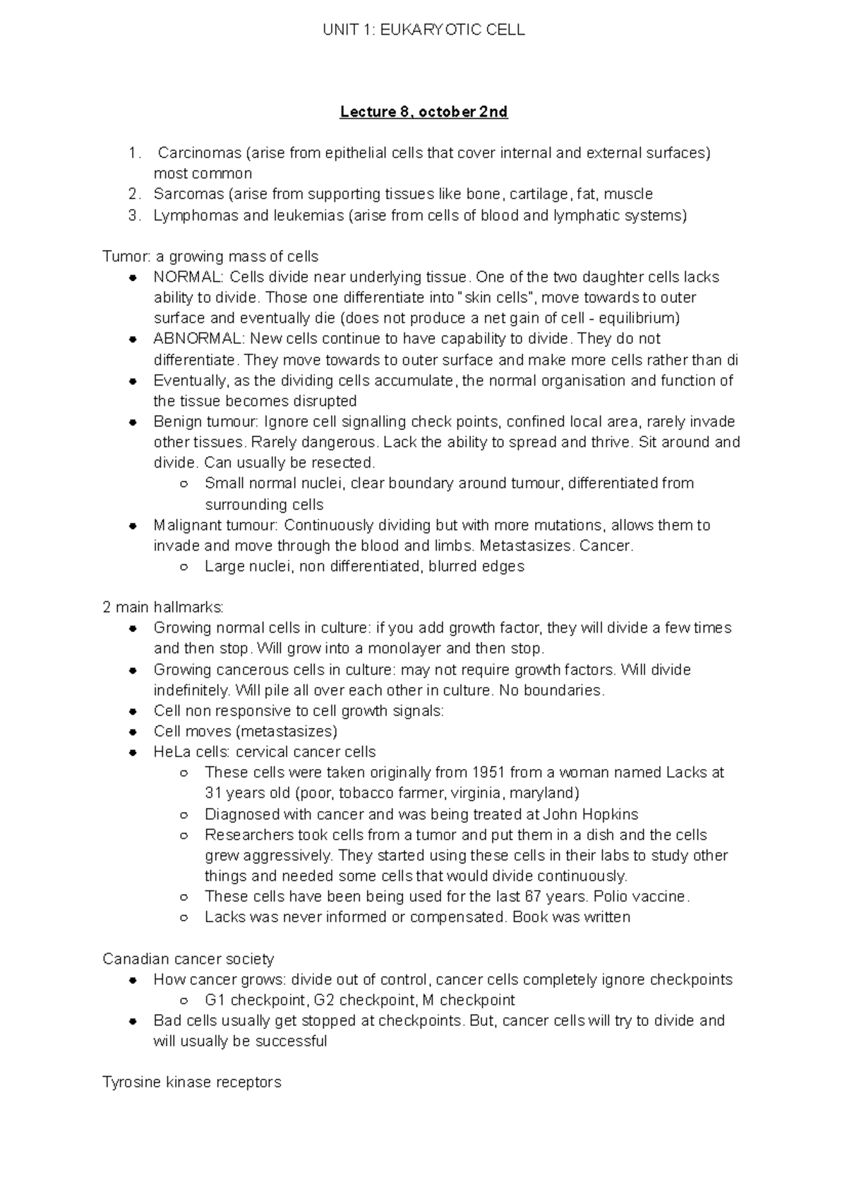 Cancer when cell signaling goes wrong (lec8) - Lecture 8, october 2nd ...