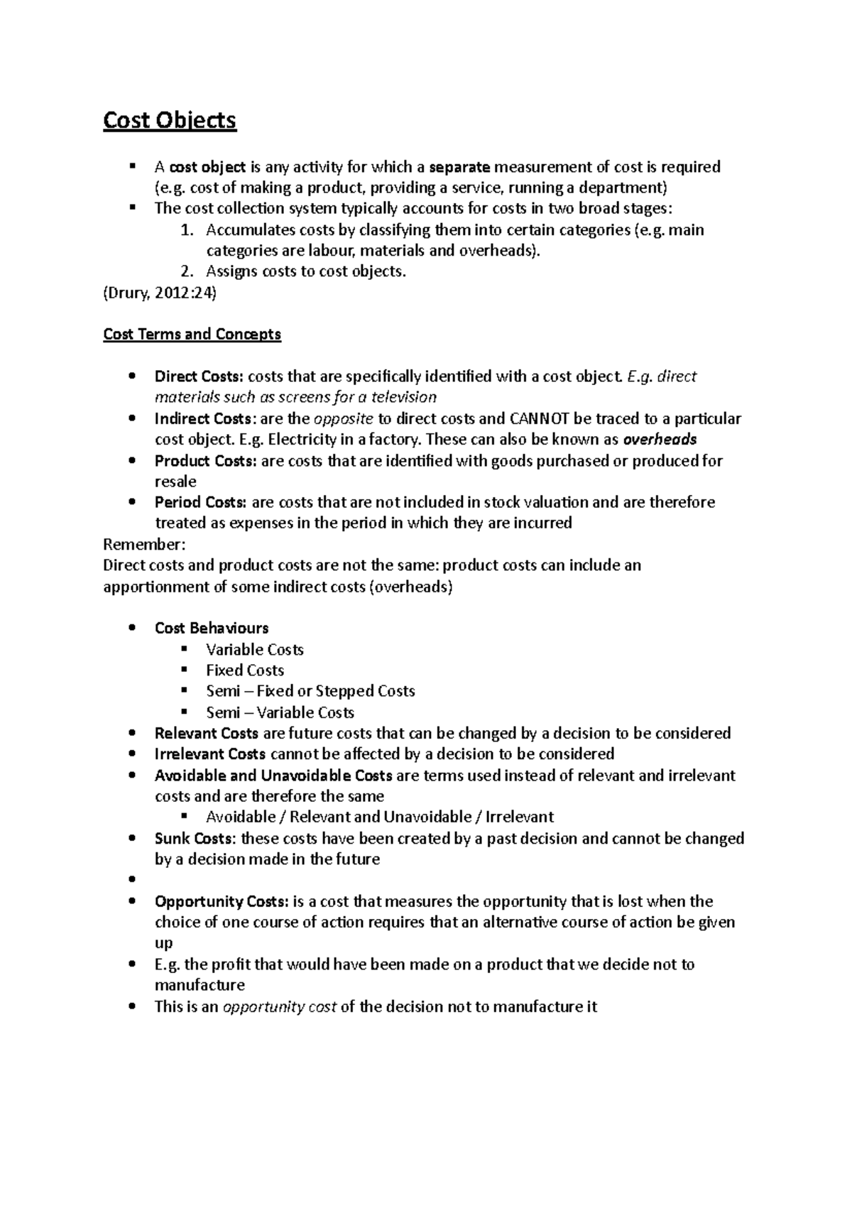 Cost Objects - Cost Objects § A cost object is any activity for which a ...