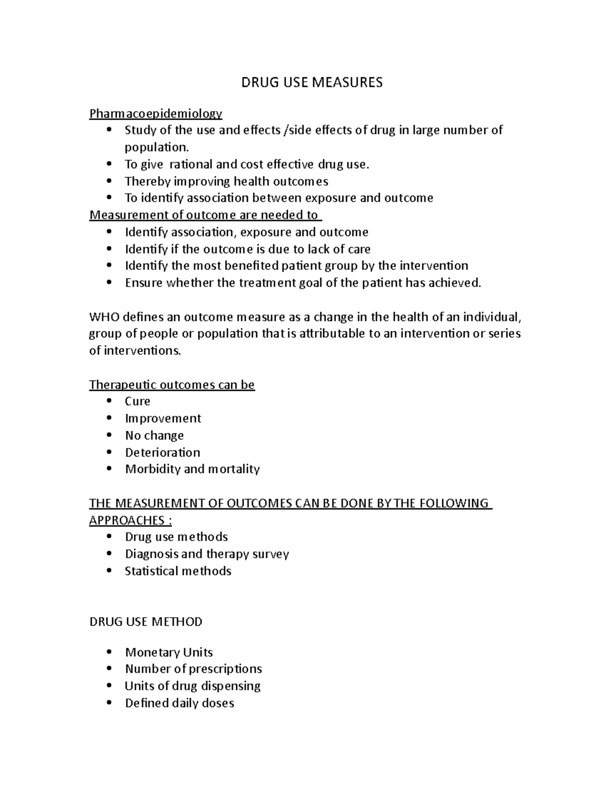 DRUG USE Measures - DRUG USE MEASURES Pharmacoepidemiology Study of the ...