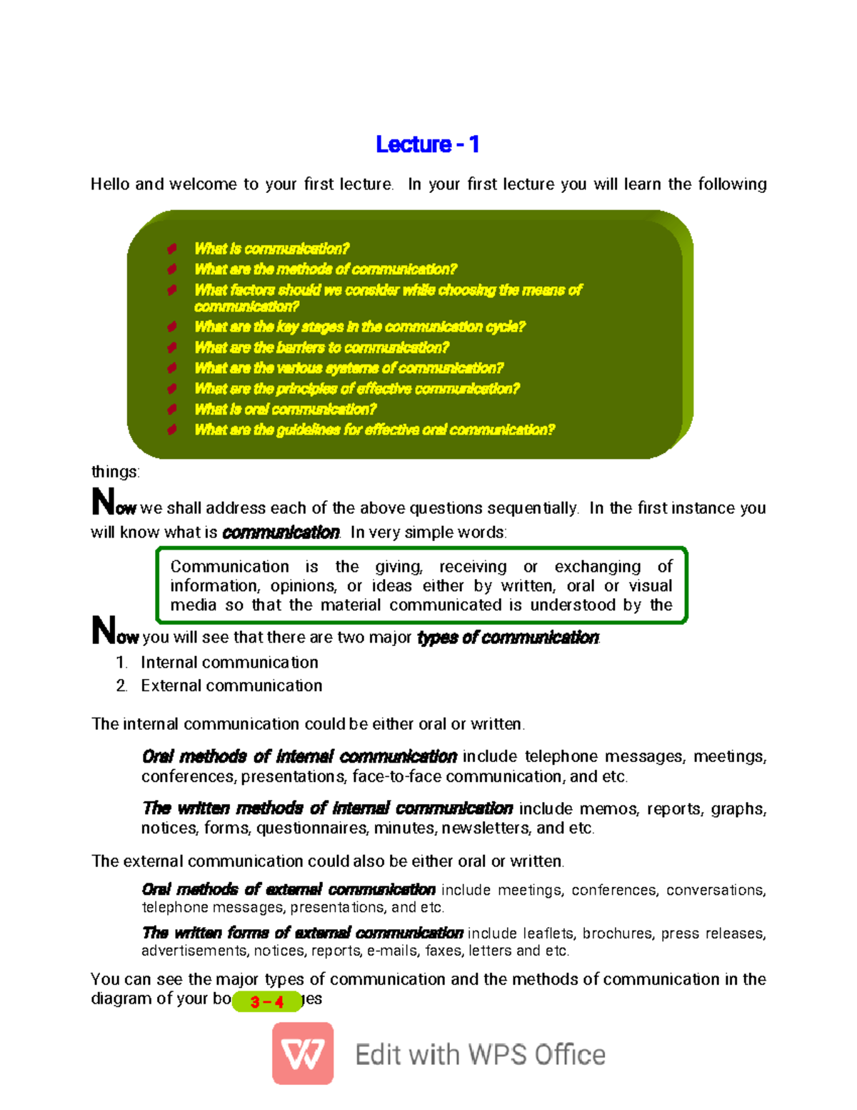Lecture-1 - I am - Lecture - 1 Hello and welcome to your first lecture ...