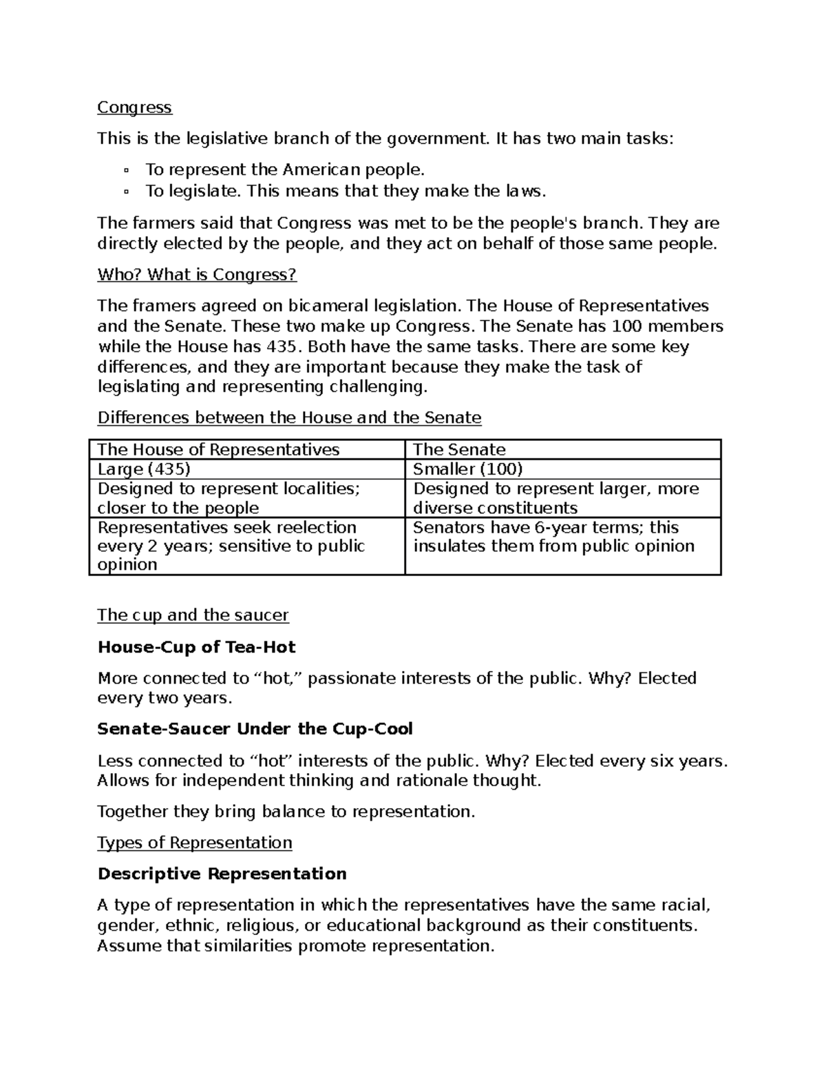 Congress - Notes- The title Explains it all. Introduction to American ...
