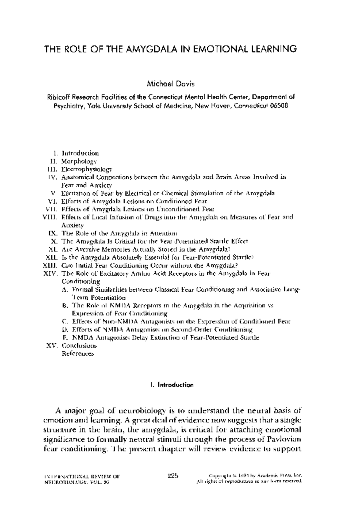 1-s2 - Enough - THE ROLE OF THE AMYGDALA IN EMOTIONAL LEARNING Michael ...