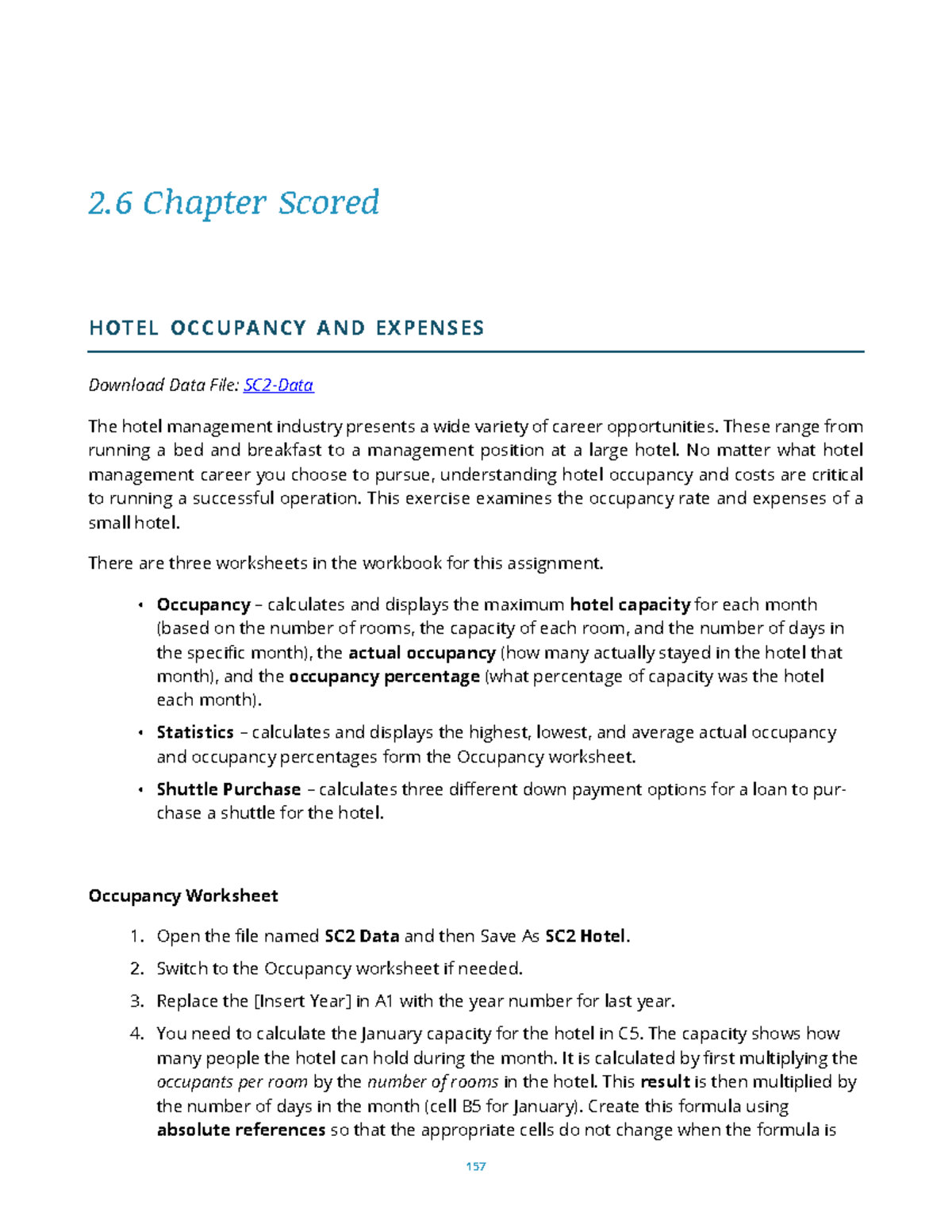 Ch 2 SA - self explanatory - 2 Chapter Scored HOTEL OCCUPANCY AND ...