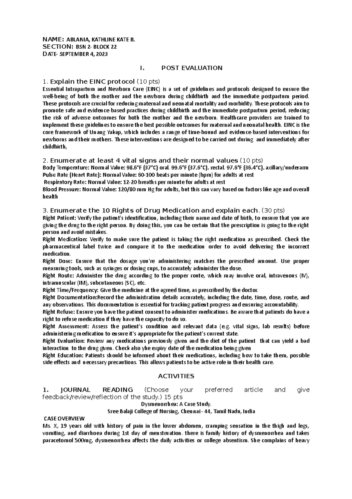 FDAR-CASE Study- PRE Charting - NAME: ABLANIA, KATHLINE KATE B. SECTION ...