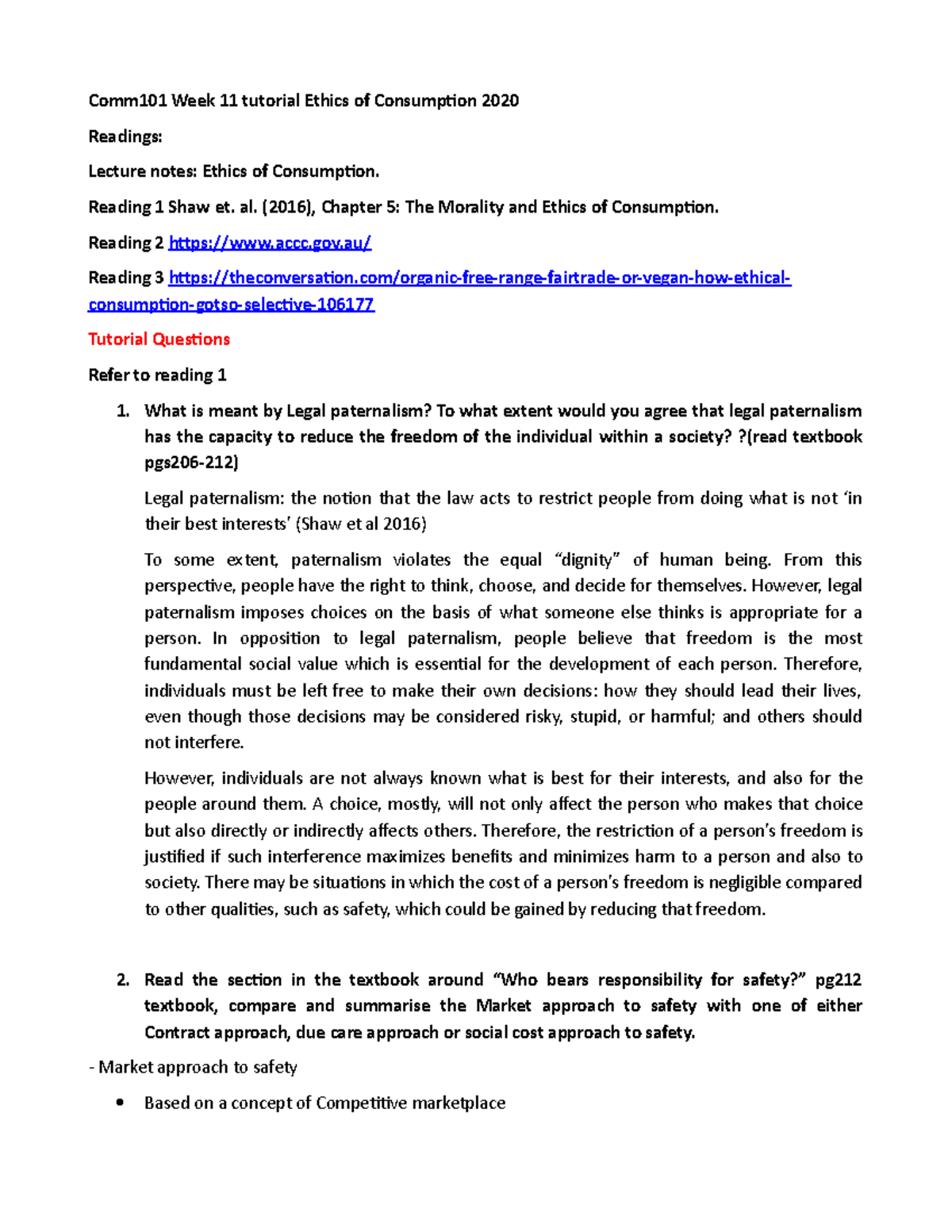 Comm101 tutorial week 11 - Comm101 Week 11 tutorial Ethics of ...