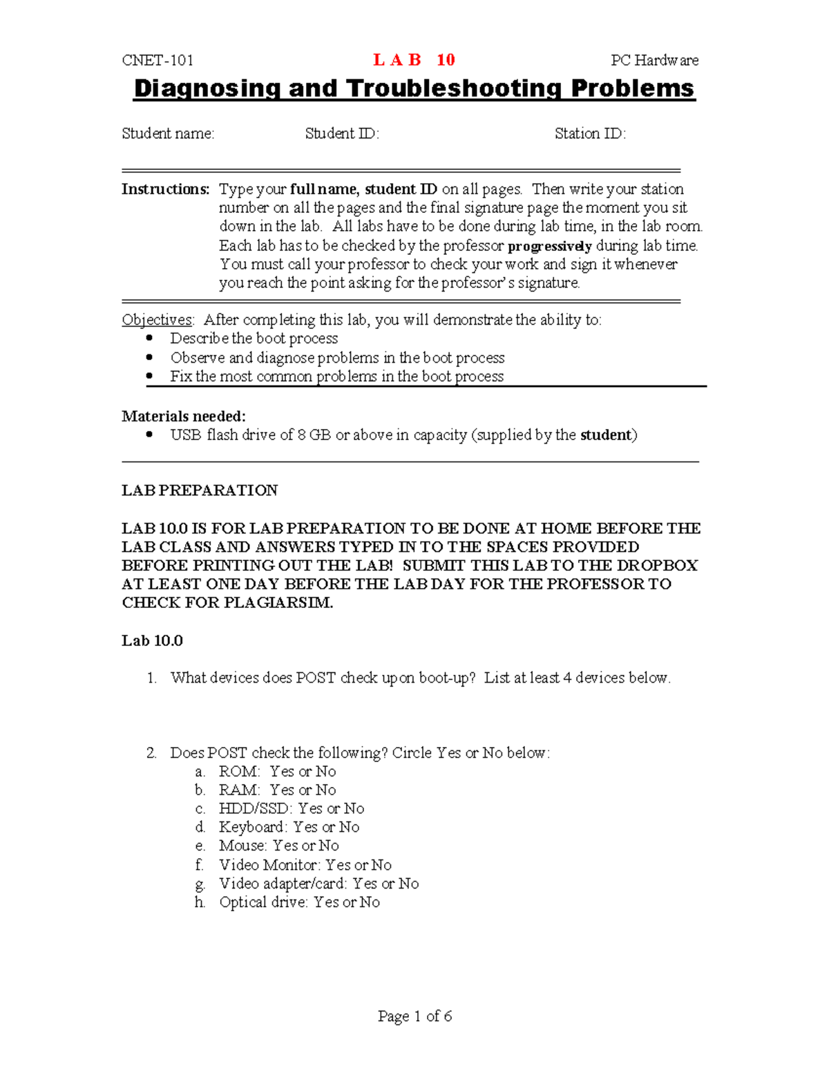 Lab 10 - Diagnosing and Troubleshooting Problems copy - Diagnosing and ...