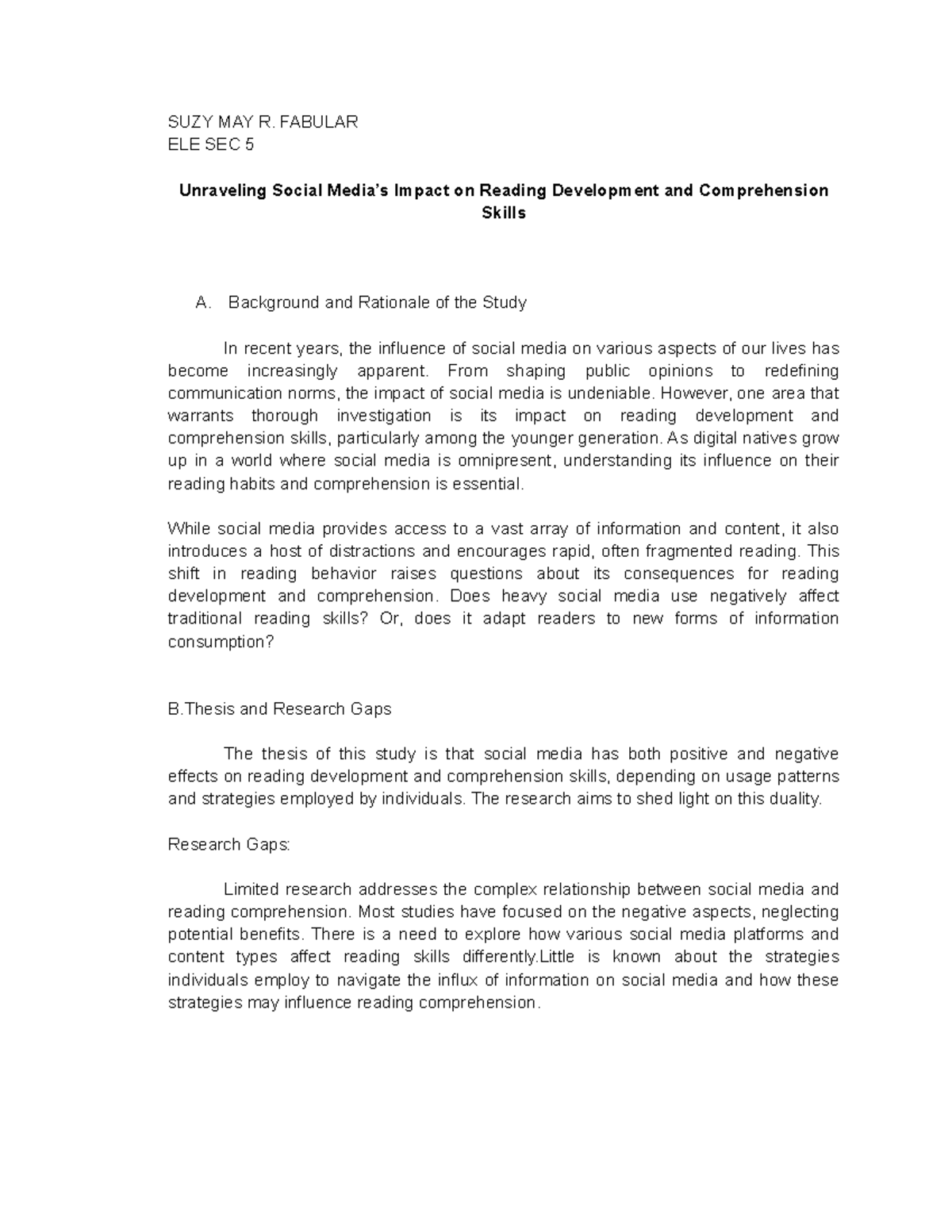 Unraveling Social Media’s Impact on Reading Development and ...