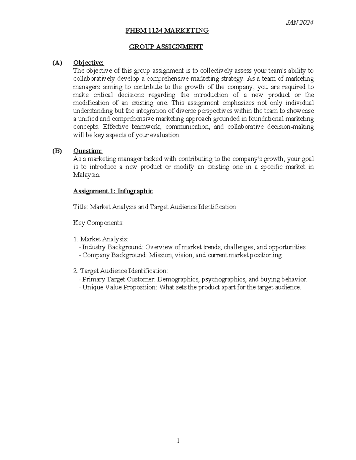 Group Assignment Questions Instructions Marking Rubrics - FHBM 1124 ...