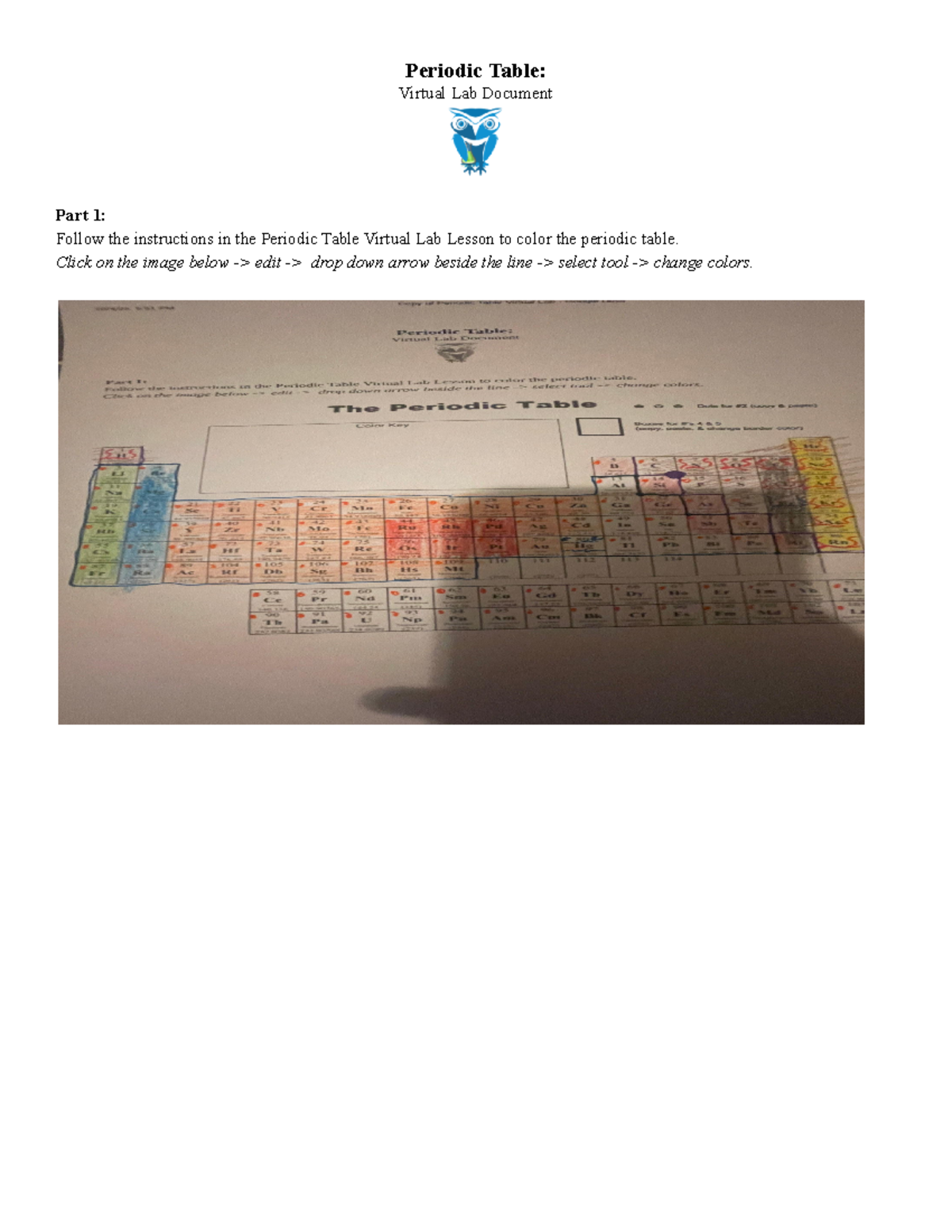 Copy of Periodic Table Virtual Lab - Periodic Table: Virtual Lab ...
